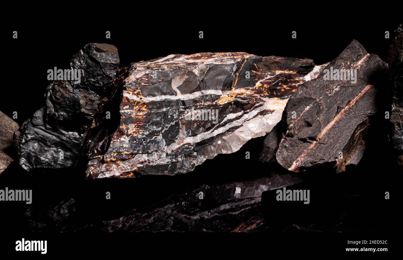 Macro Close up image of raw material Manganese Ore rock isolated Stock ...