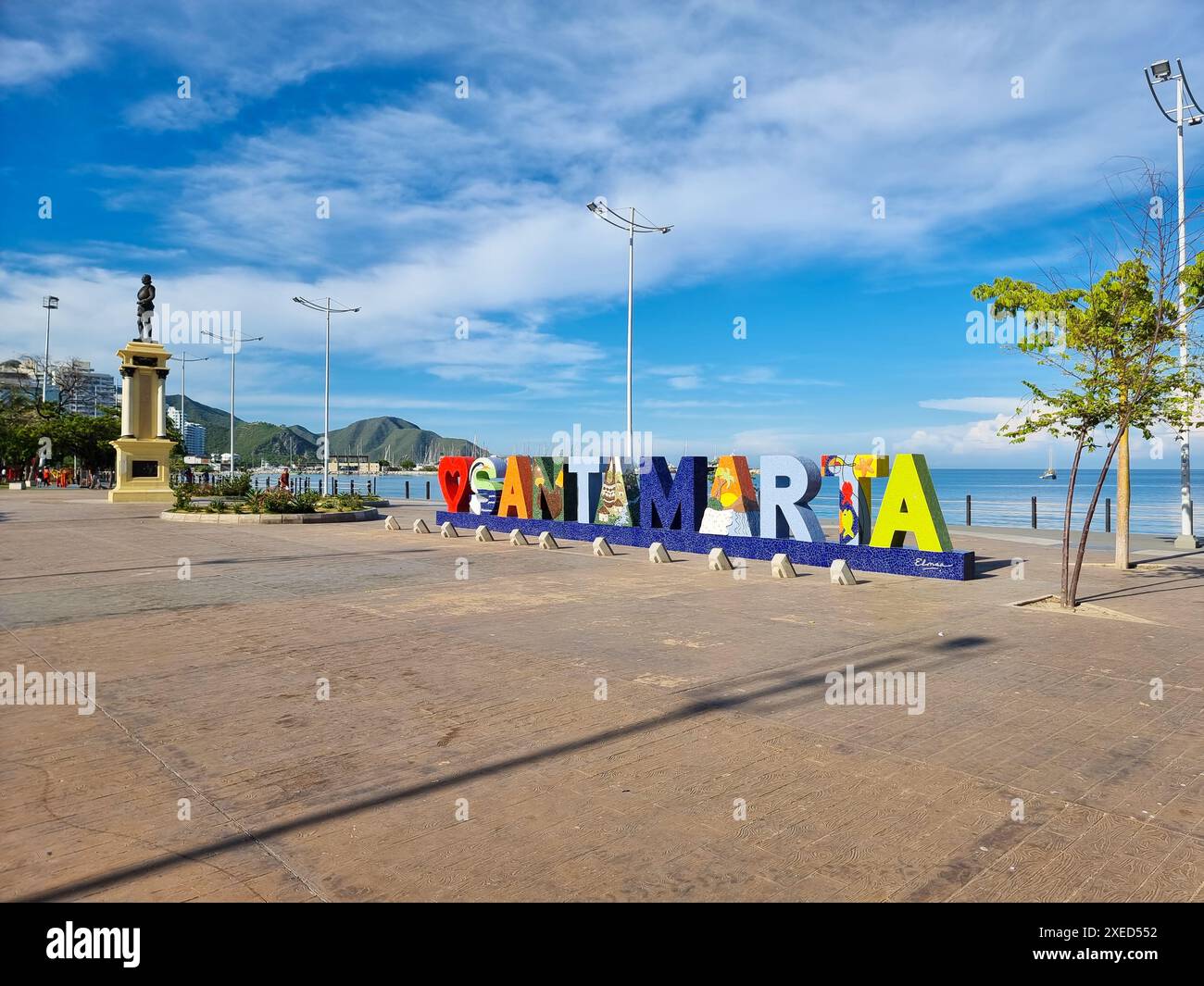 Colombia, Santa Marta, welcome sign on the seafront Stock Photo - Alamy