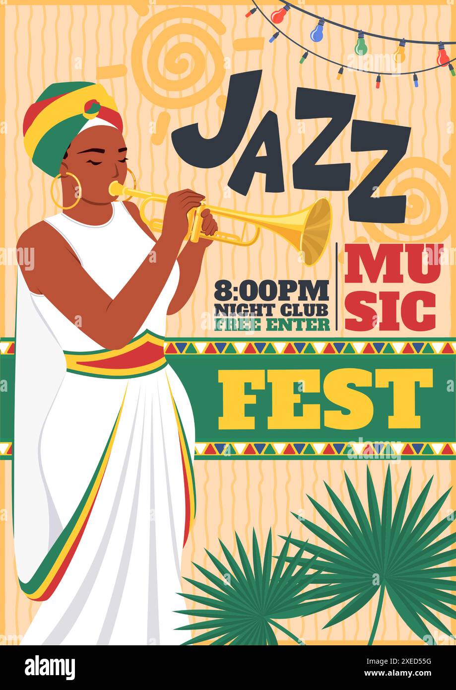 Jazz music fest promotion poster vector illustration Stock Vector Image ...