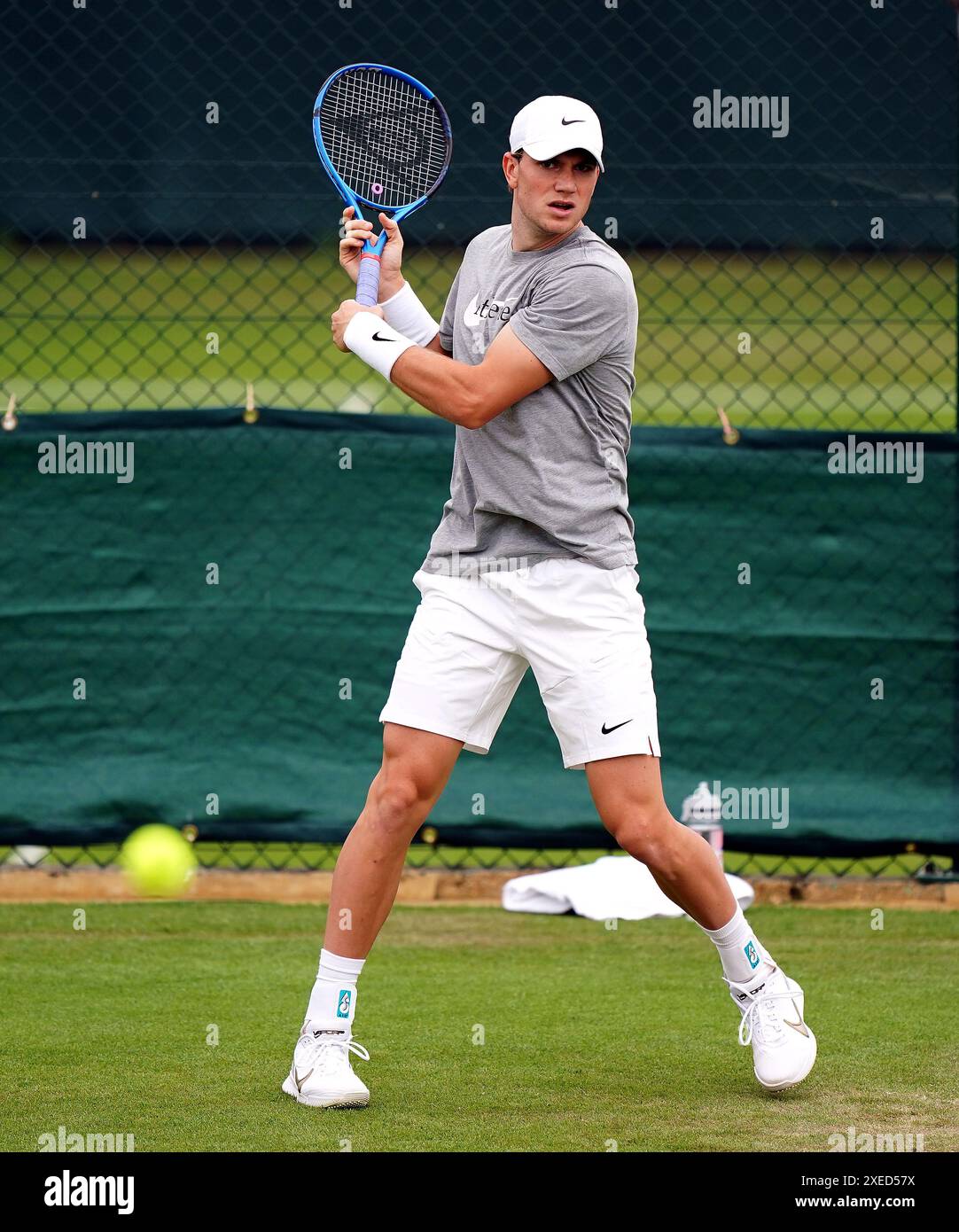 Jack Draper practising at the All England Lawn Tennis and Croquet Club ...