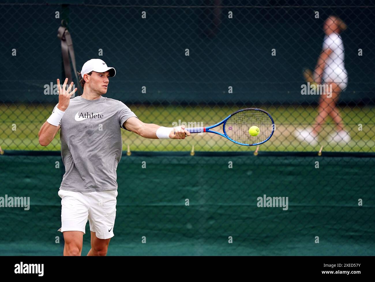 Jack Draper practising at the All England Lawn Tennis and Croquet Club ...