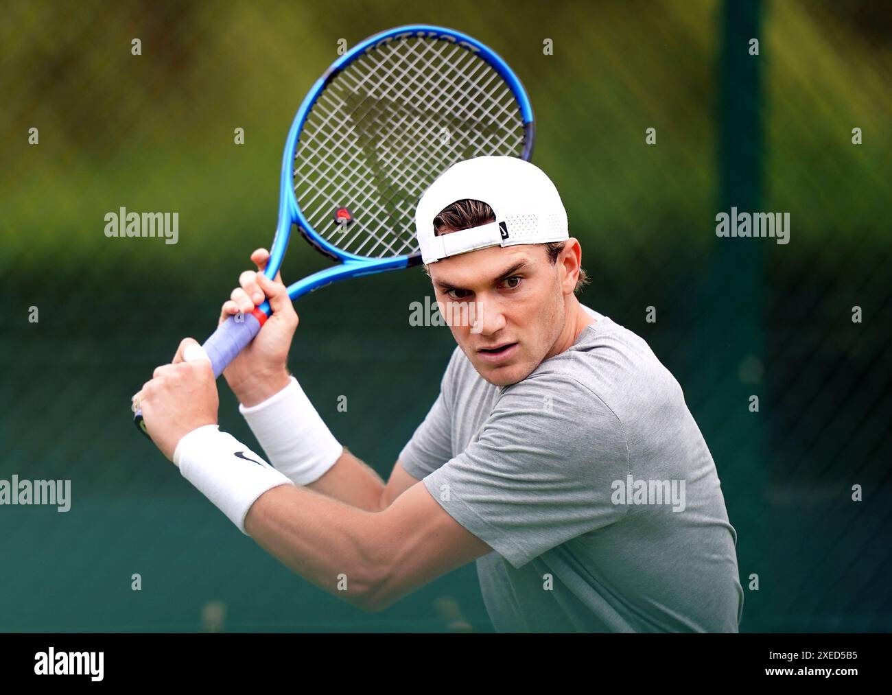 Jack Draper practising at the All England Lawn Tennis and Croquet Club ...