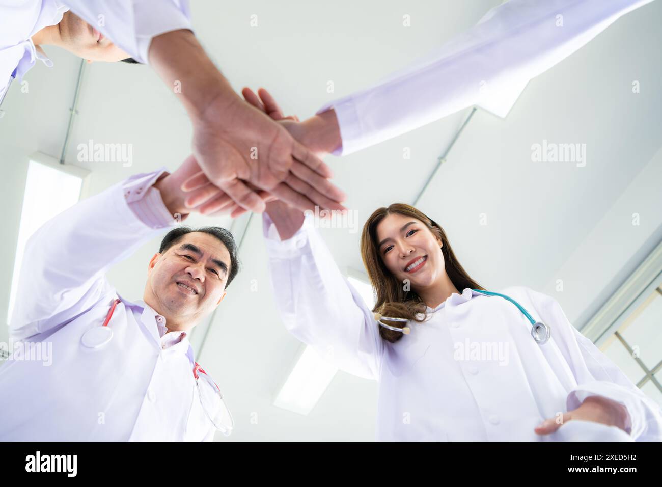 Medical teams encourage each other before treating seriously ill patients in the hospital Stock ...