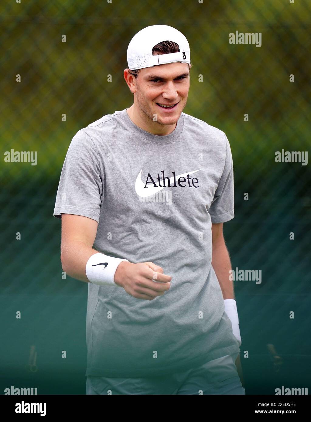 Jack Draper practising at the All England Lawn Tennis and Croquet Club ...