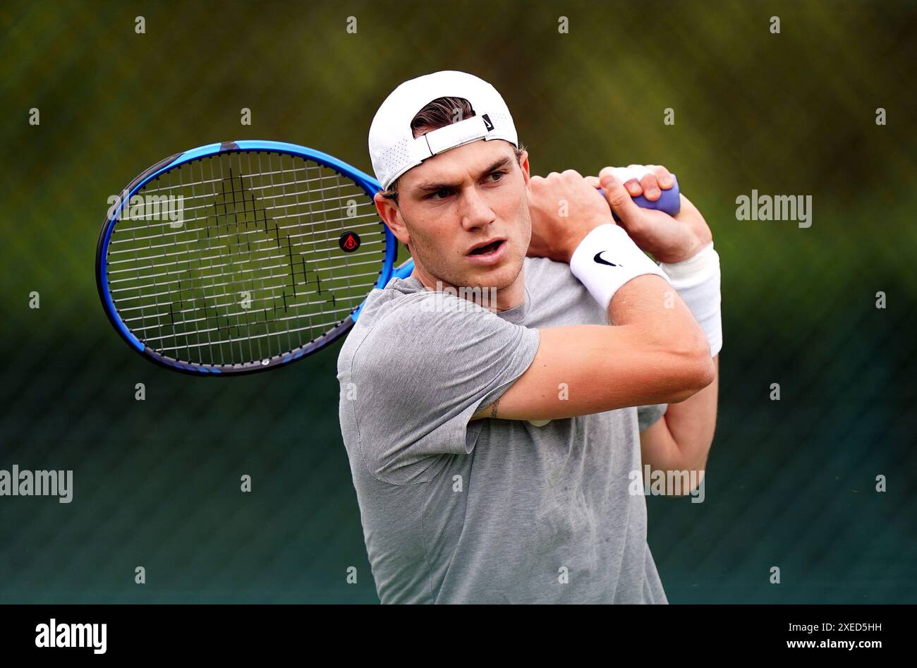 Jack Draper practising at the All England Lawn Tennis and Croquet Club ...