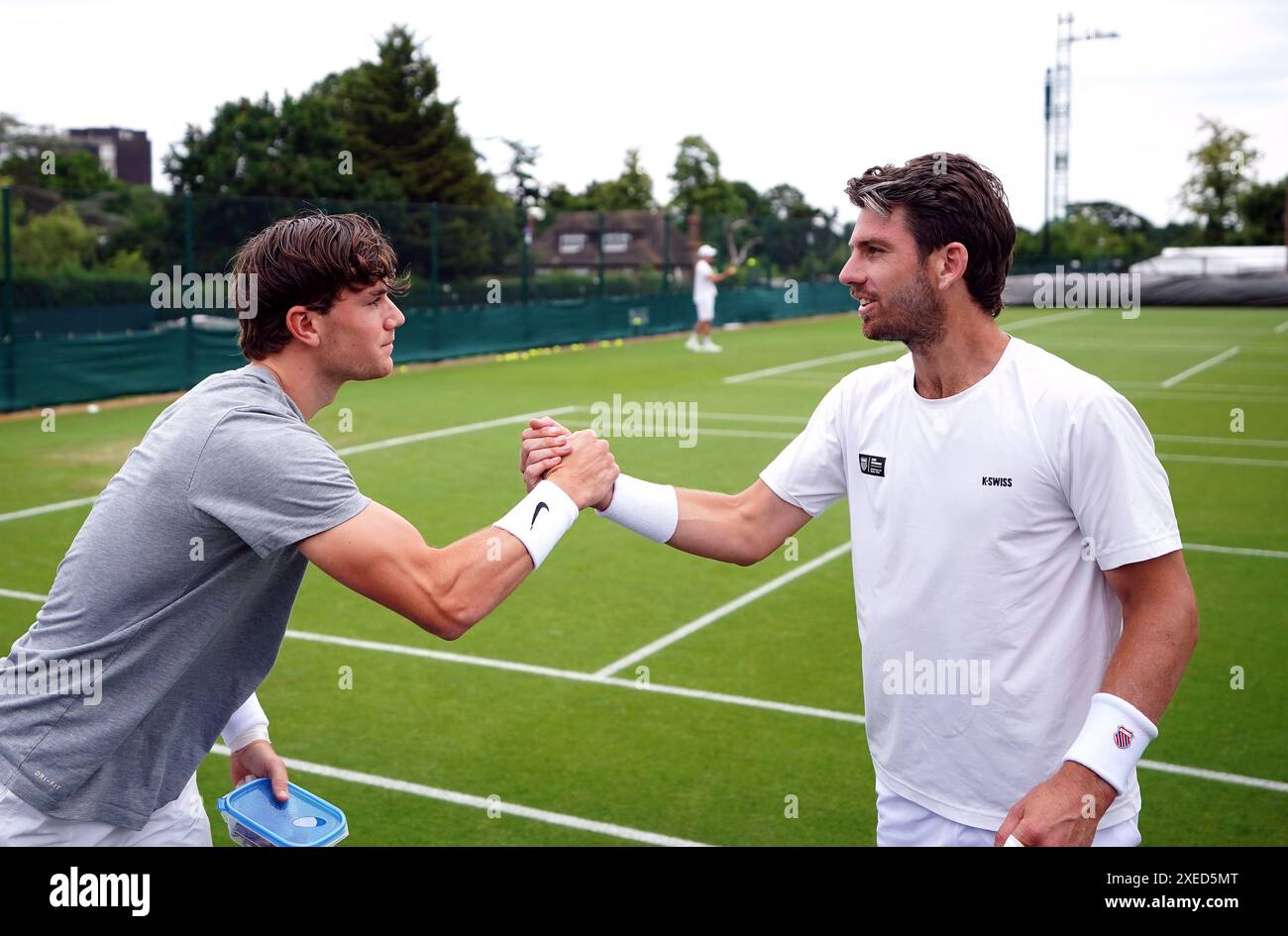 Jack Draper and Cameron Norrie (right) practising at the All England ...