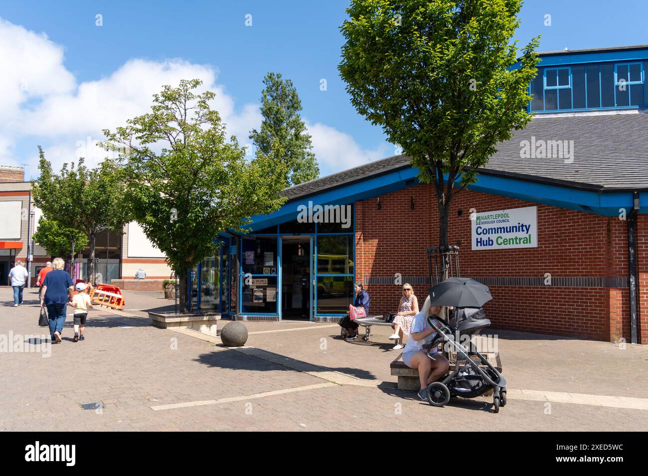Hartlepool, Cleveland, UK. People outside Hartlepool Borough Council ...