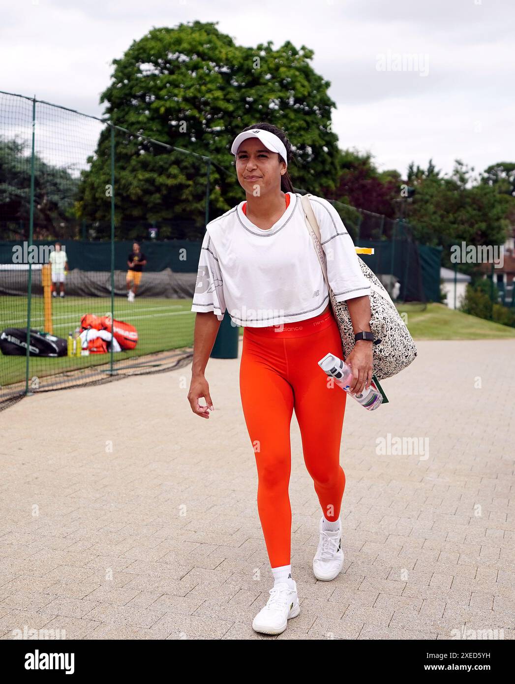 Heather Watson arrives to practice at the All England Lawn Tennis and ...
