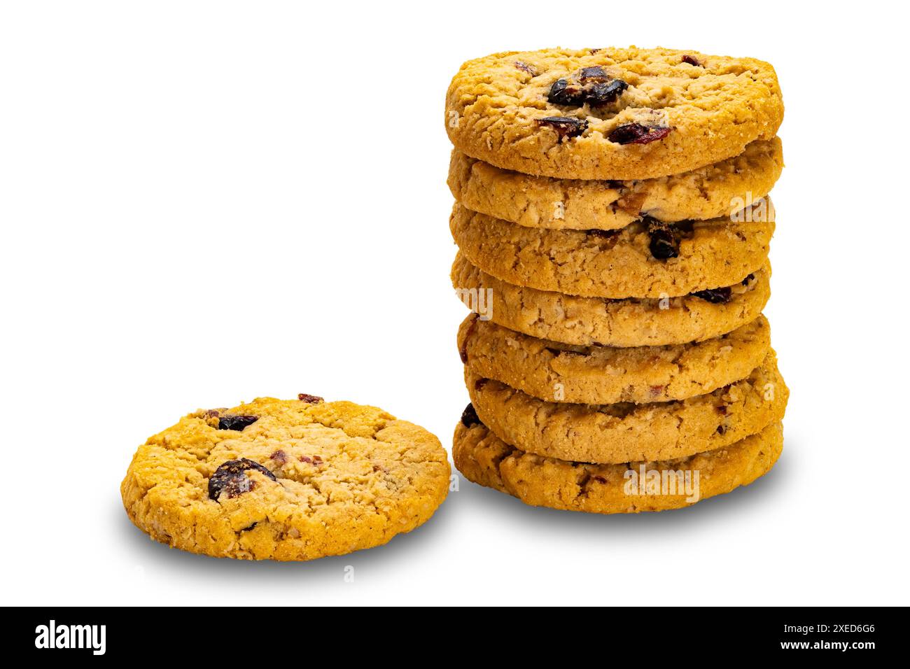 Stack of homemade circular oat flakes and cranberry biscuits Stock ...