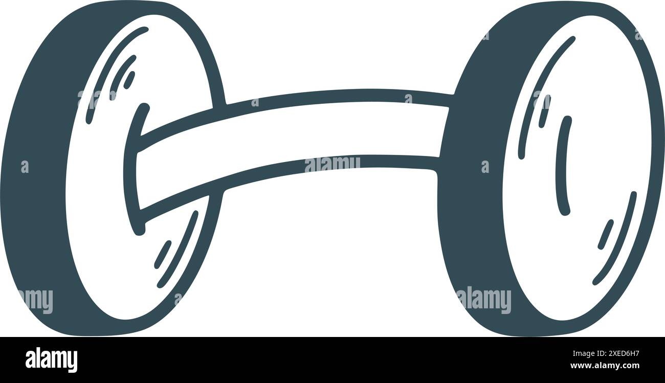 Sports dumbbell for bodybuilding doodle sketch style. Hand drawn ink ...
