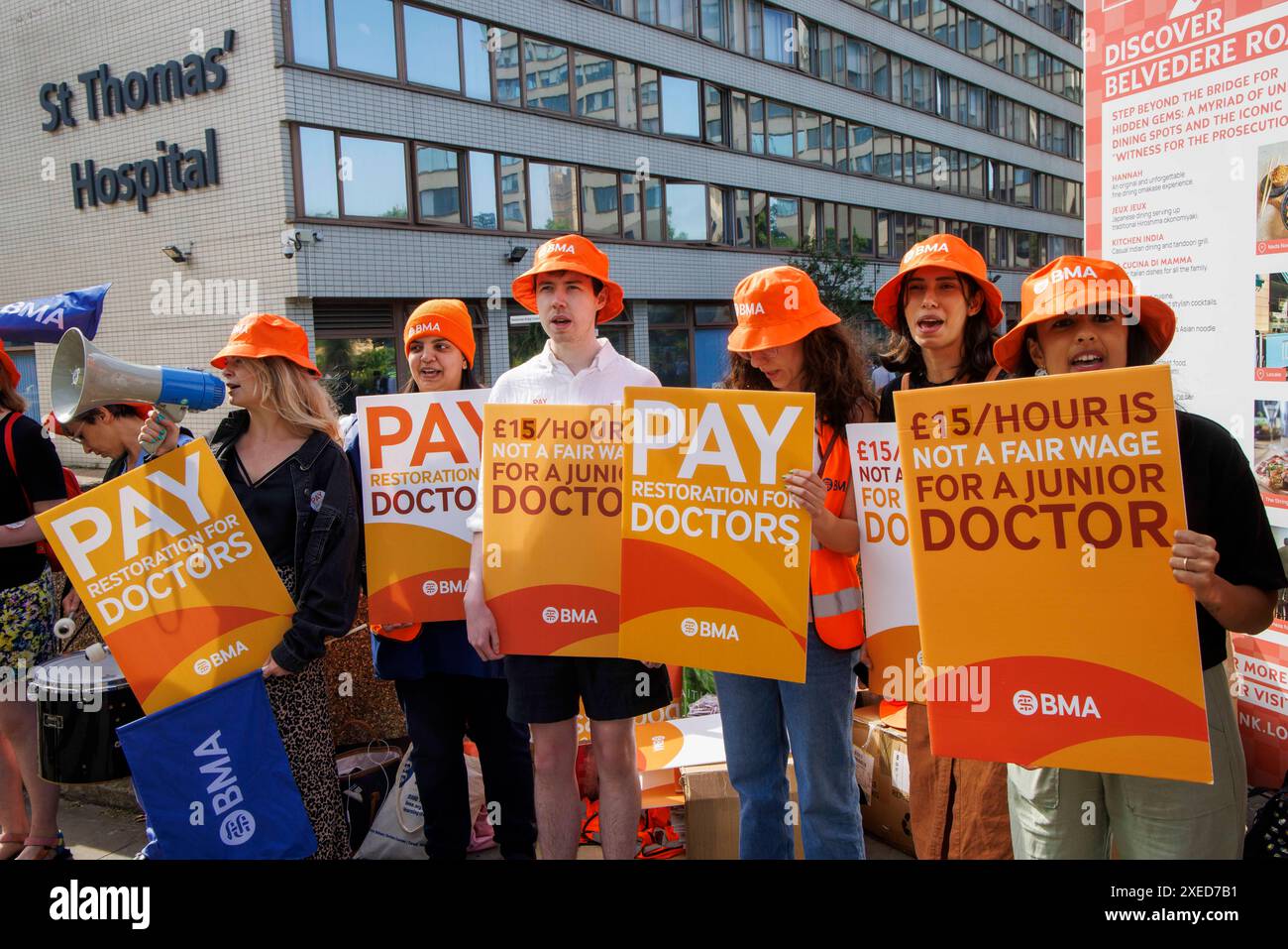 London, UK. 27th June, 2024. BMA Junior doctors on a picket line ...