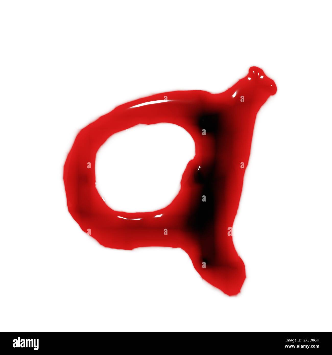 Isolated on white 3d render of blood red wine liquid small letter ...