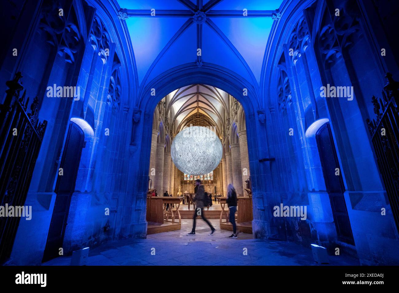 Gloucester, UK. First day of “The Museum of the Moon” a touring artwork ...