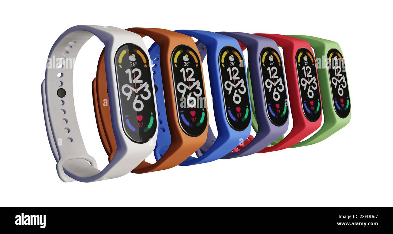3d render of smart band, fitness watch, sport bracelet, or fitness ...