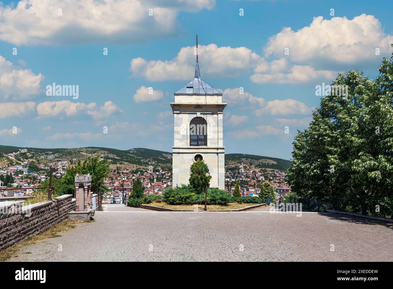 Back view of Kastamonu clock tower and city view in the background ...