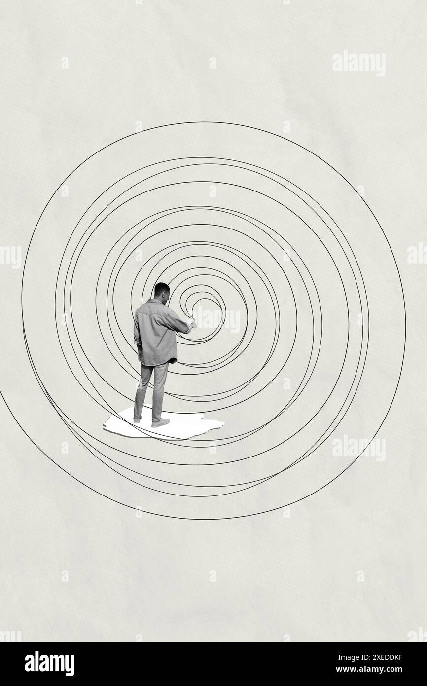 Trend artwork image photo collage of gray color space line circle ...