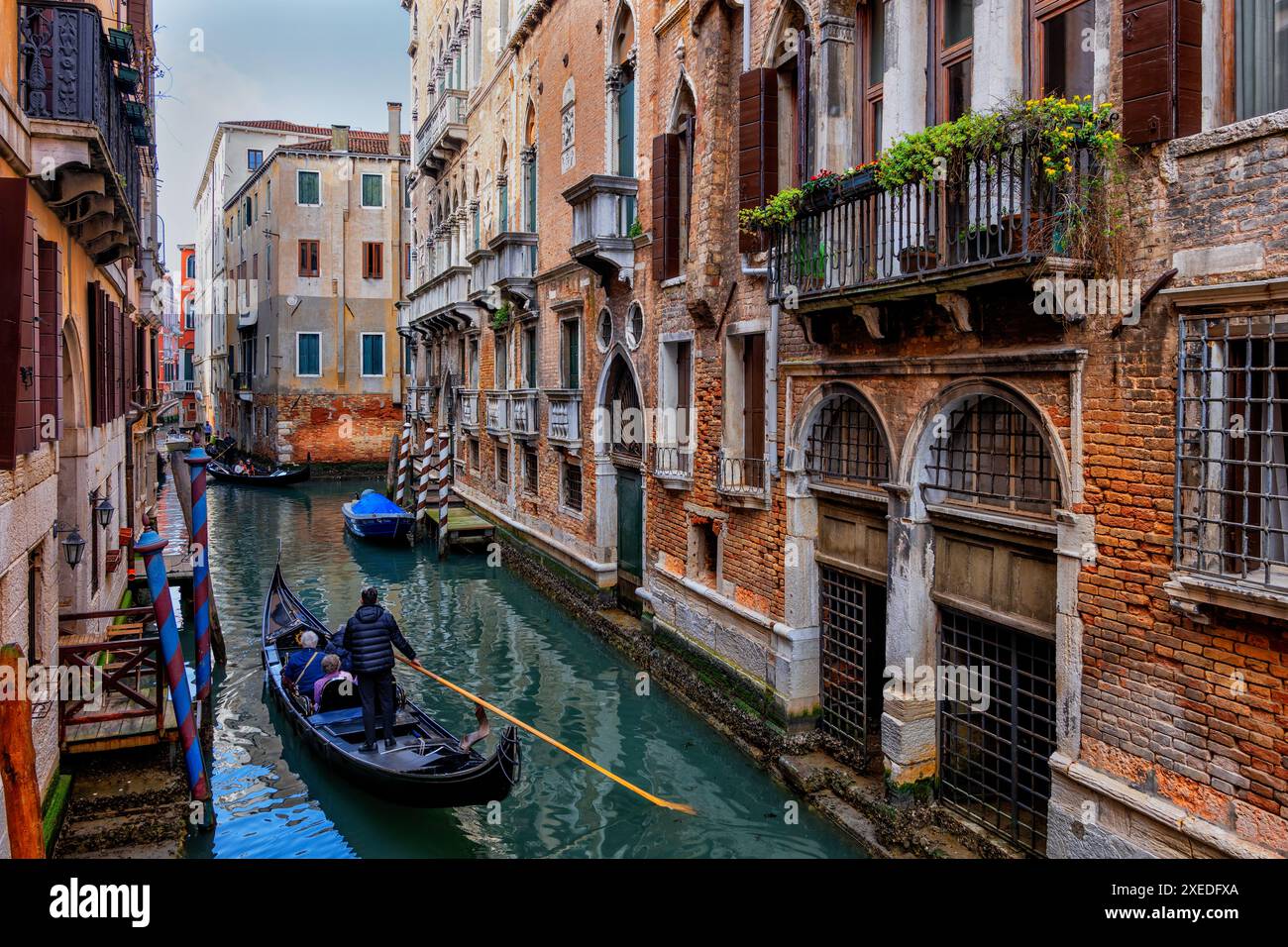 Gondola in Rio dei Barcaroli canal in city of Venice, Italy ...