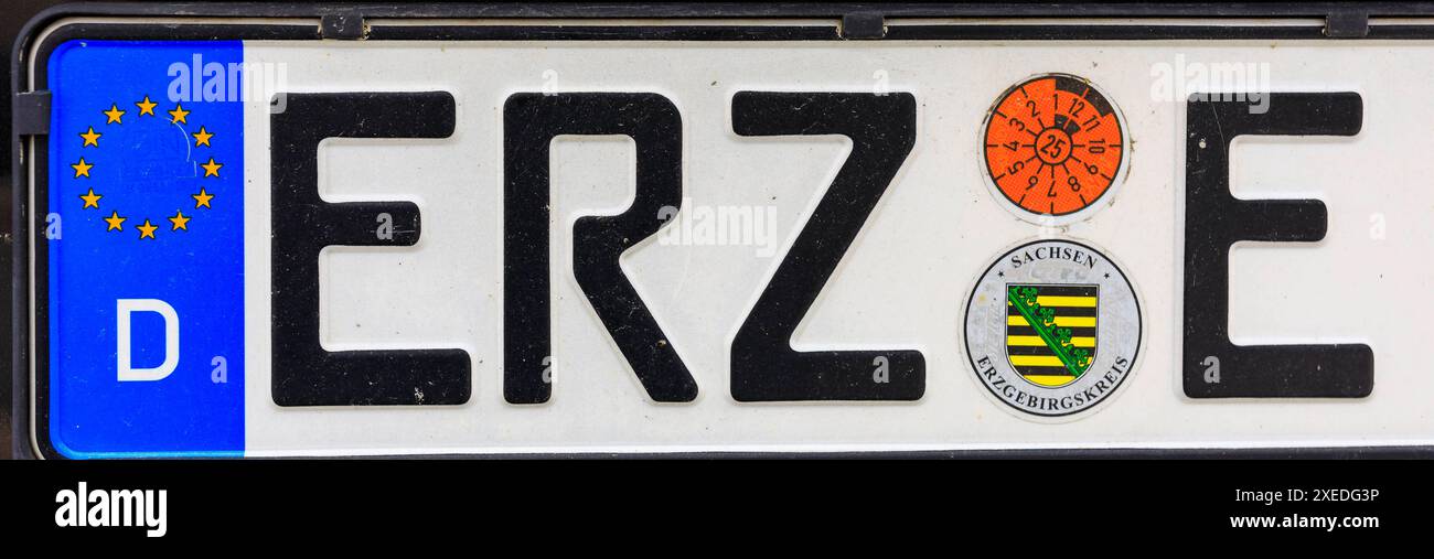 Autokennzeichen, Wort ERZE, Deutschland *** License plate, word ERZE ...