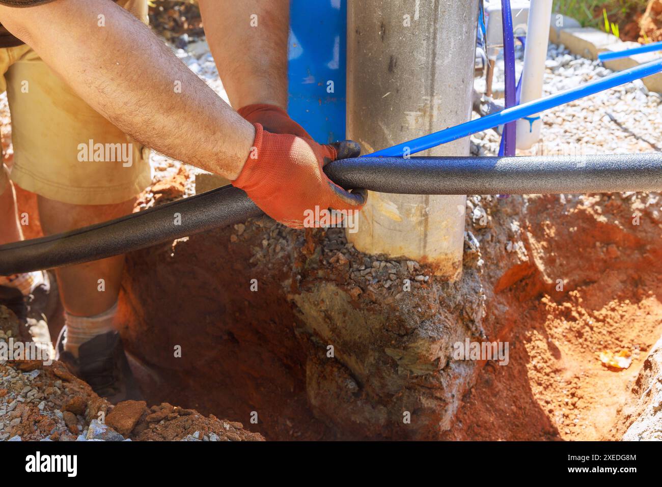 Plumber applied thermal insulation isolation to water pvc pipe before ...