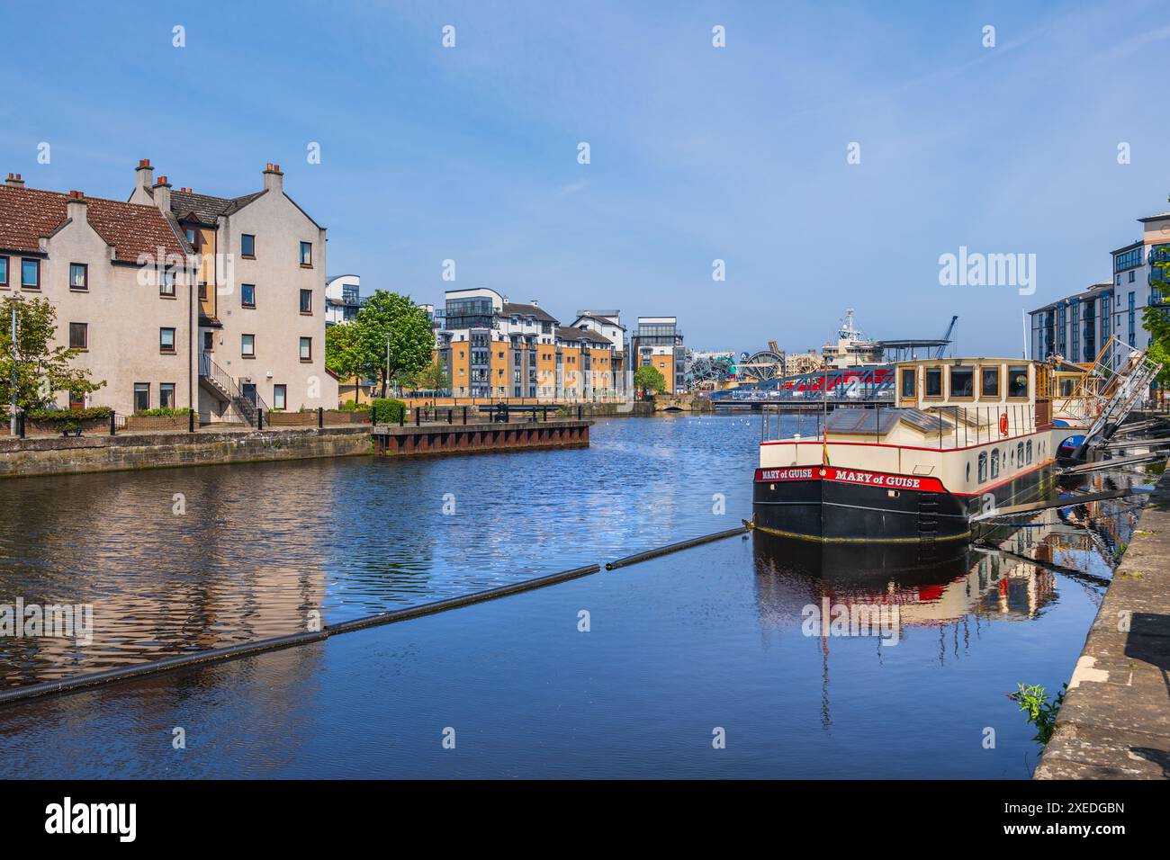 Leith district skyline in Edinburgh city in Scotland, UK. Water of ...