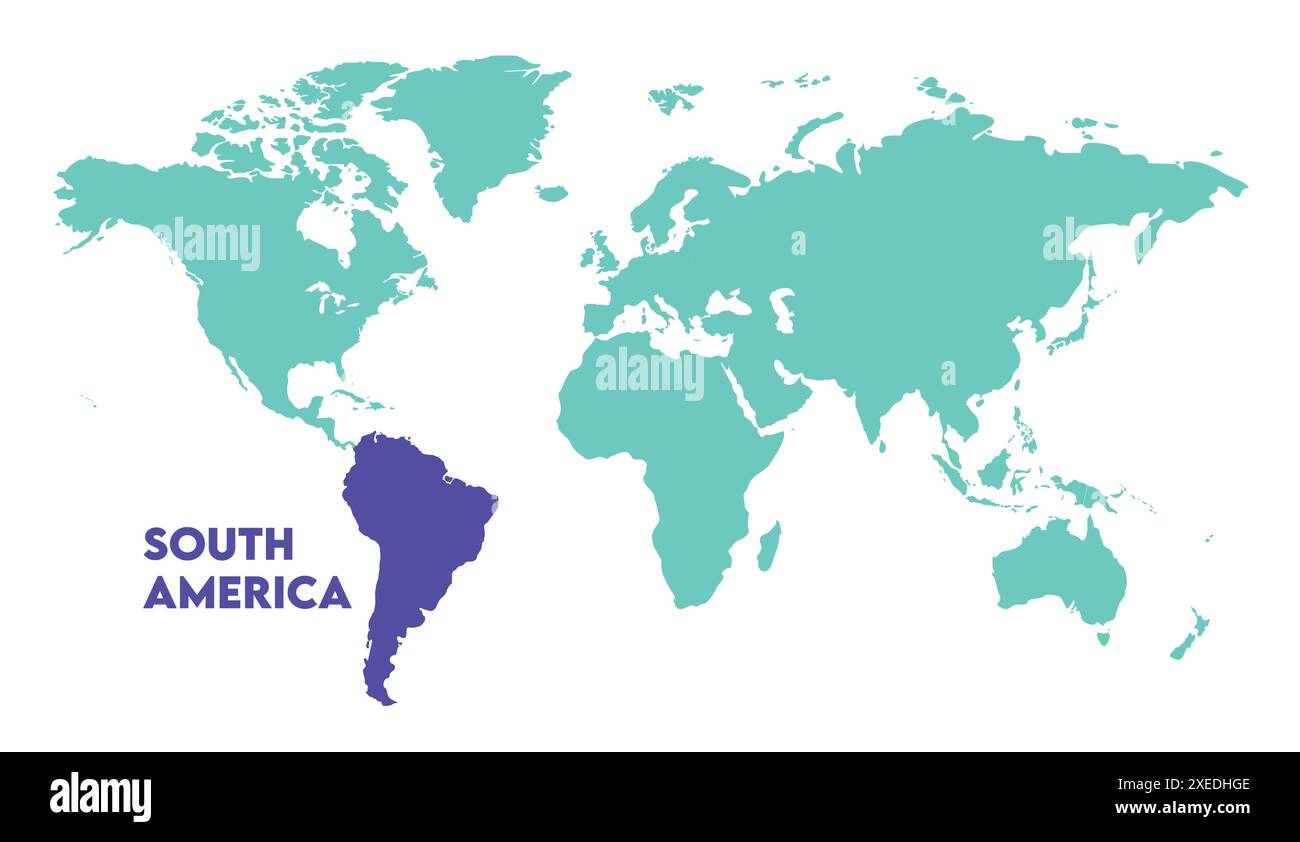 Modern color South America map, World Map Image, isolated on white ...