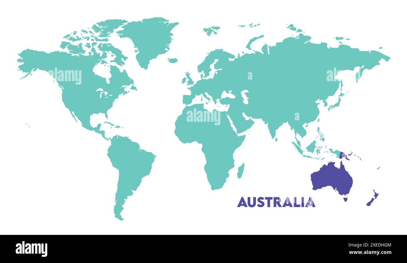Modern color Australia map, World Map Image, isolated on white ...