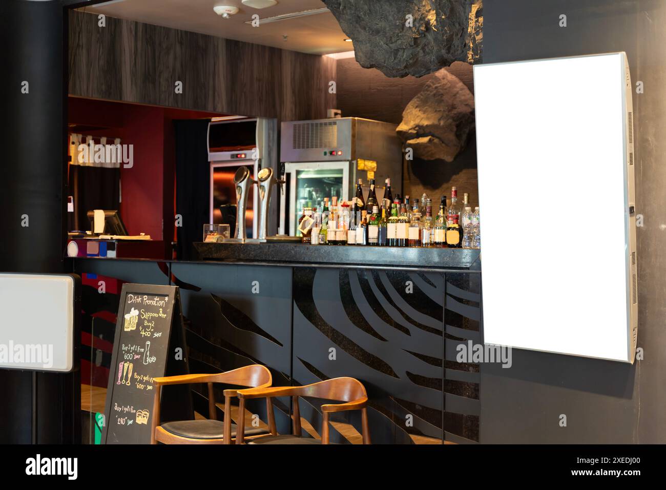 Advertising signs, clipping path. Shows a list of food and beverages ...