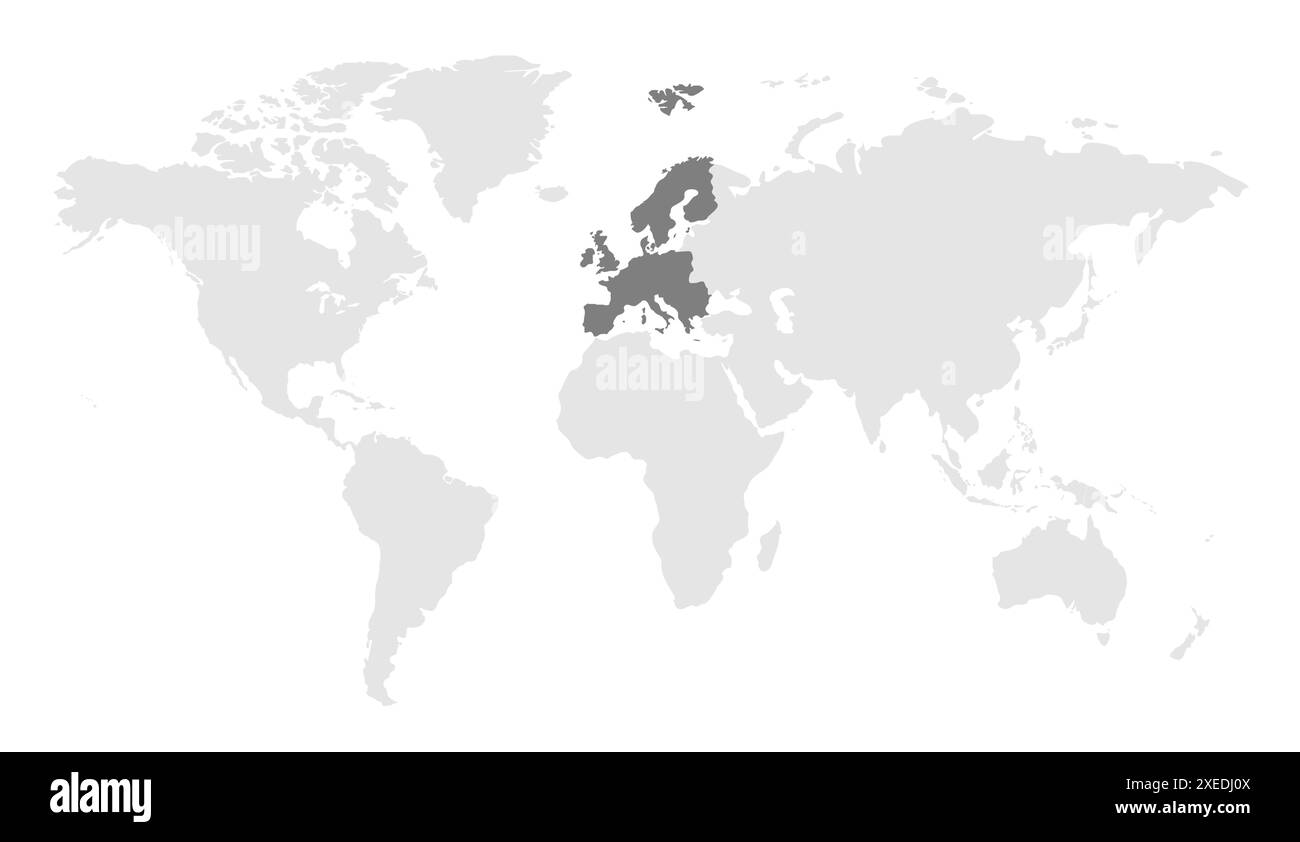 European map highlighted on World map, World Image, isolated on white ...