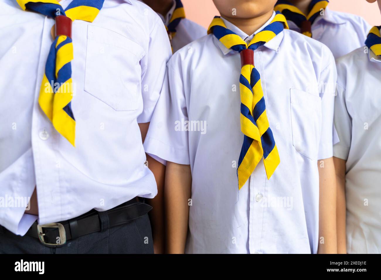 Boy Scout group Uniform with yellow scarf and blue shirt, white shirt ...