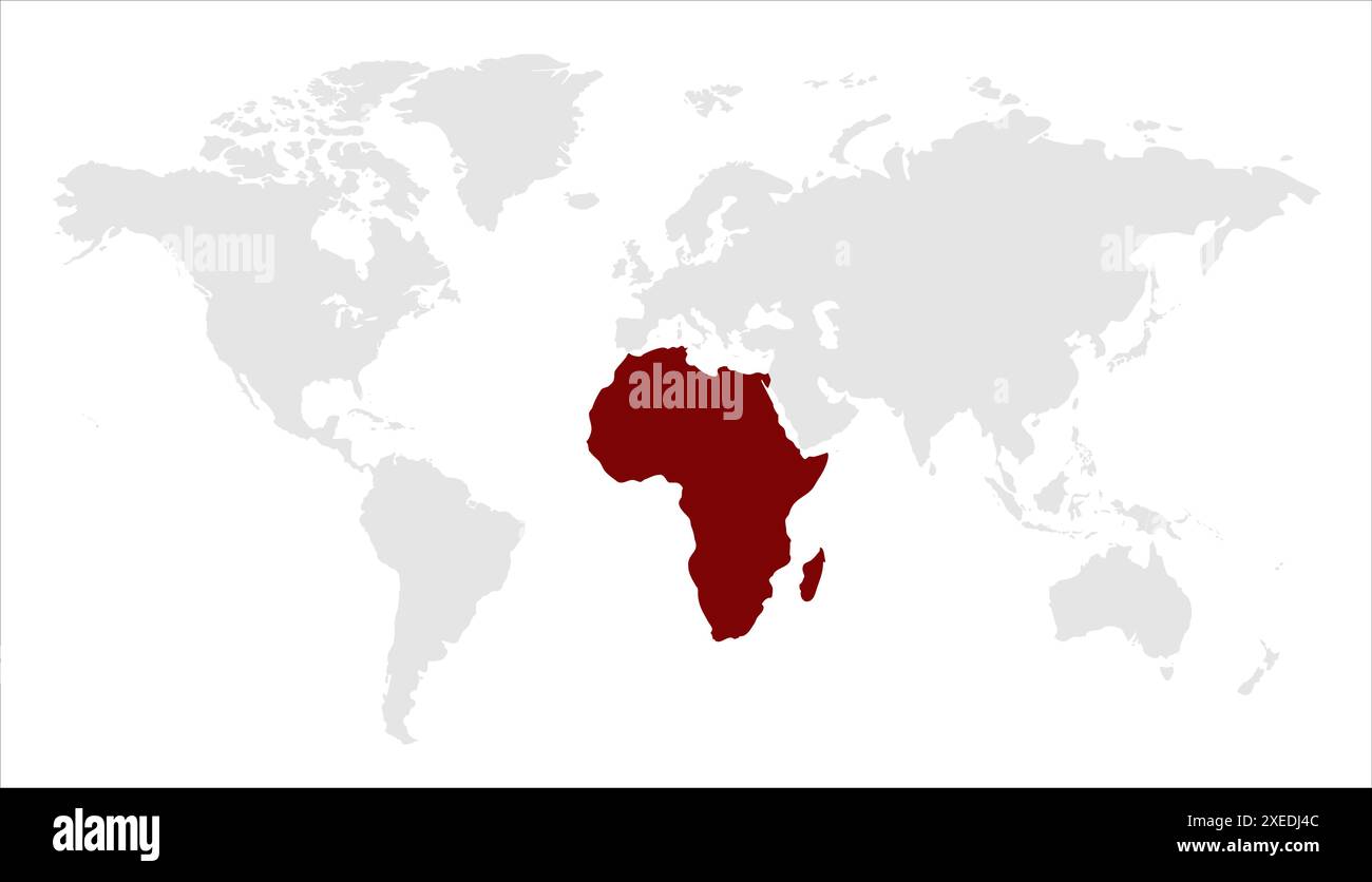 Africa map highlighted on World map, World Map Image, isolated on white ...