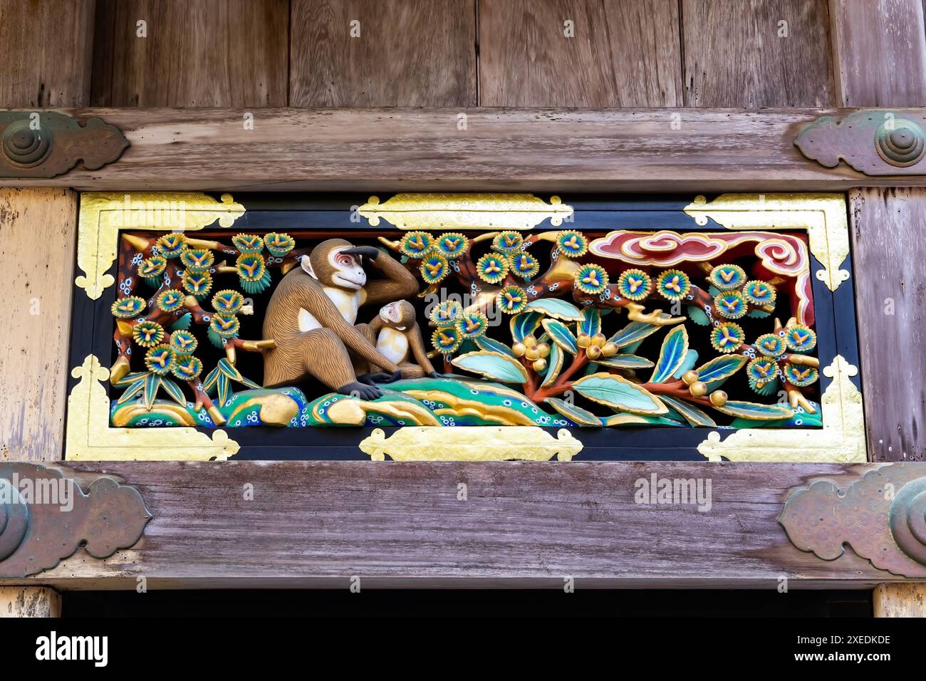 The three monkeys of the temple Stock Photo - Alamy