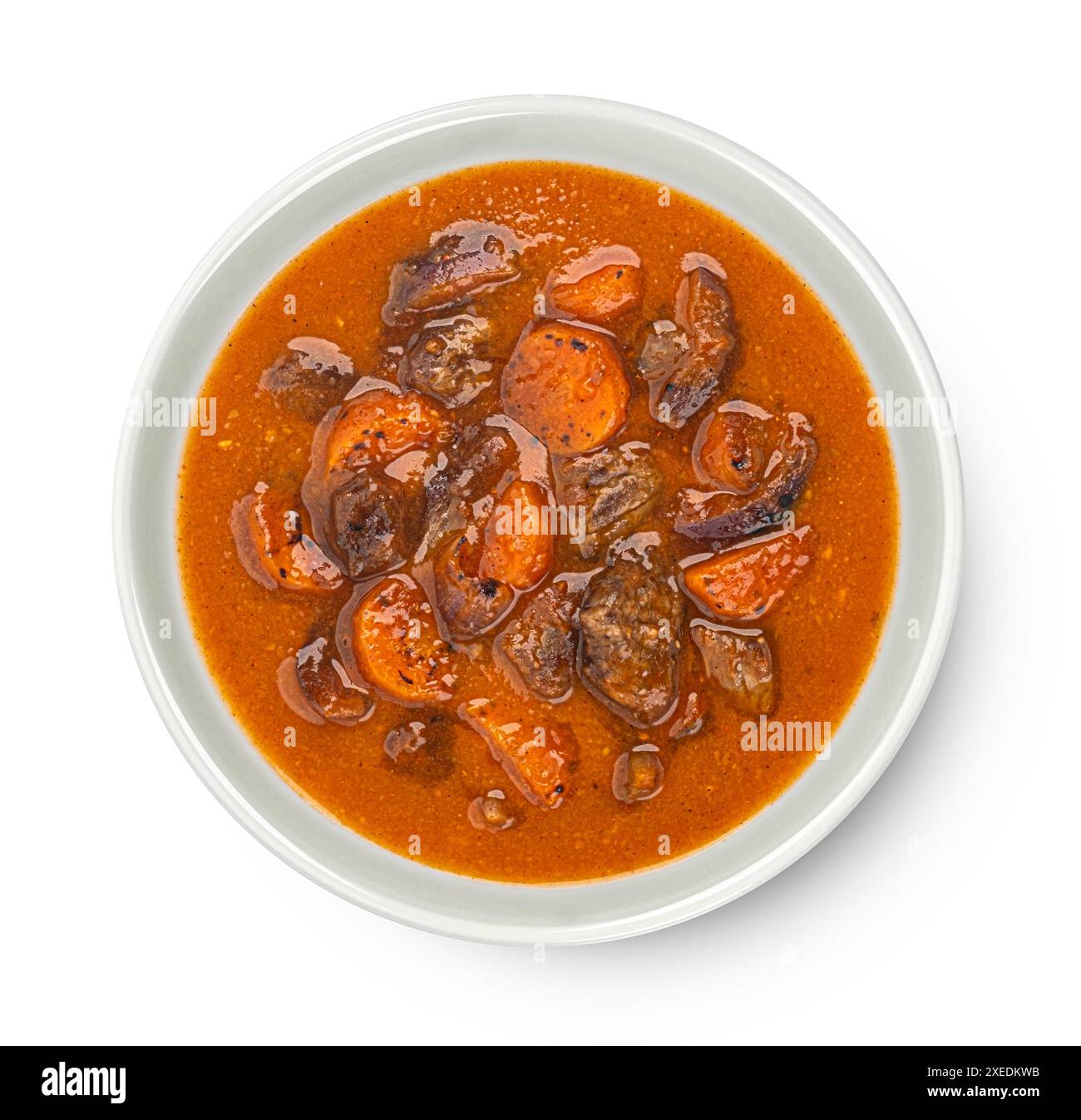 Beef stew with vegetable isolated on white background, top view Stock ...