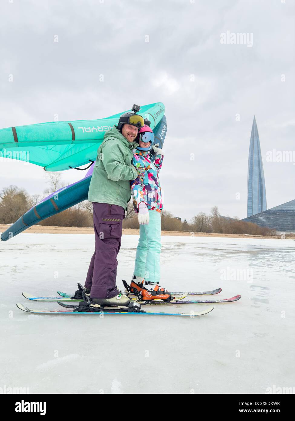Russia, St.Petersburg, 14 March 2024: A happy couple in bright colored ...