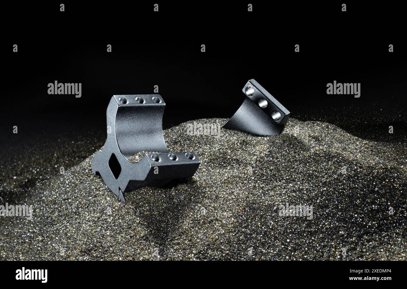 Copy space around a riflescope base and rings with sandblast media and ...