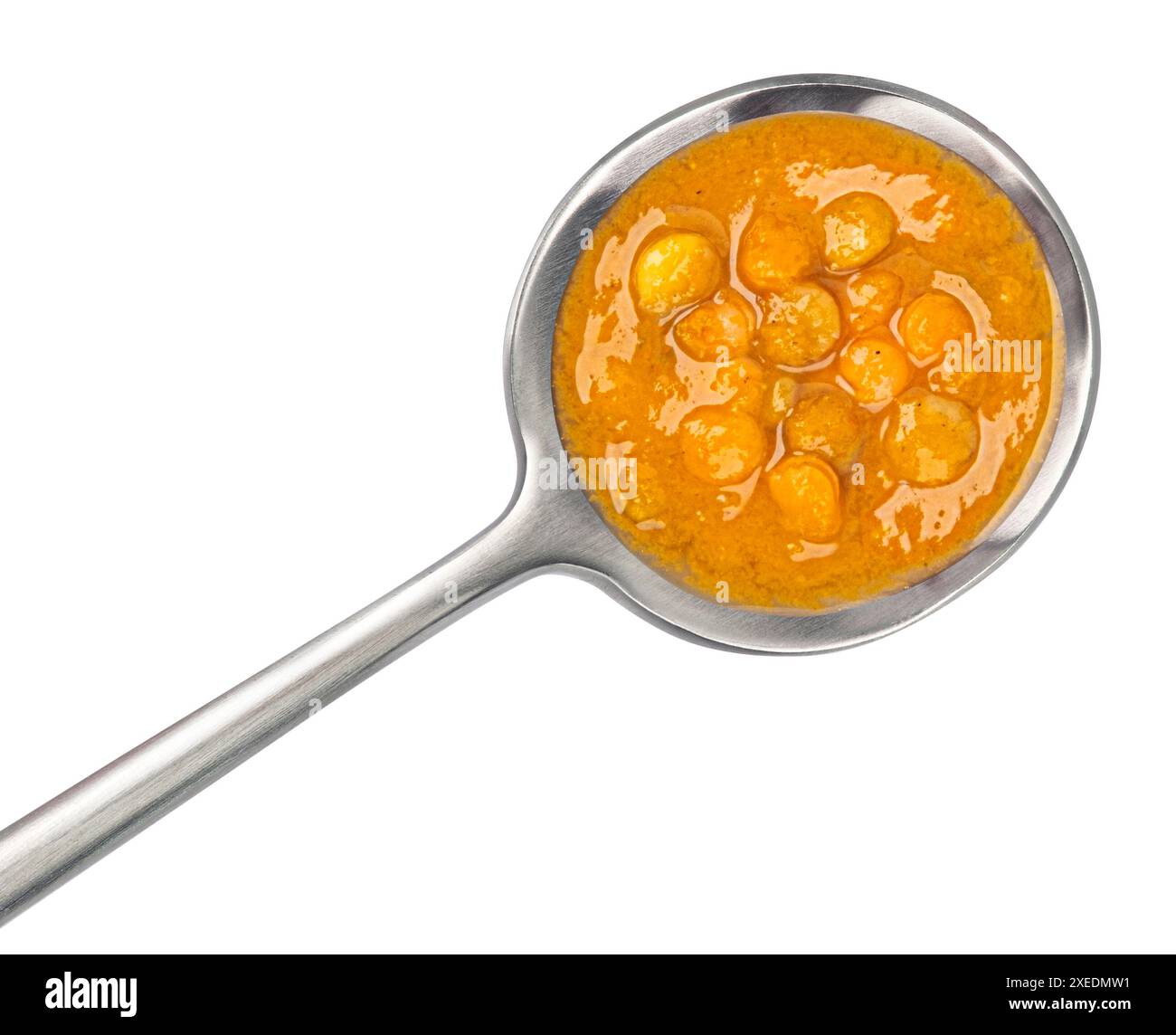 Lentil cream soup in spoon isolated on white background, top view Stock Photo - Alamy