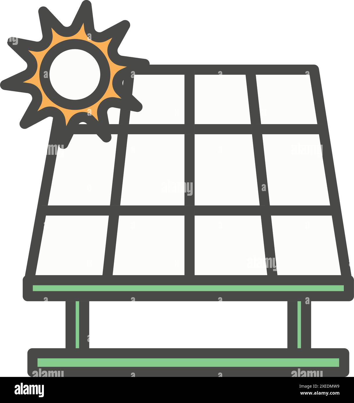 Solar panel for electricity generation vector icon isolated on white ...