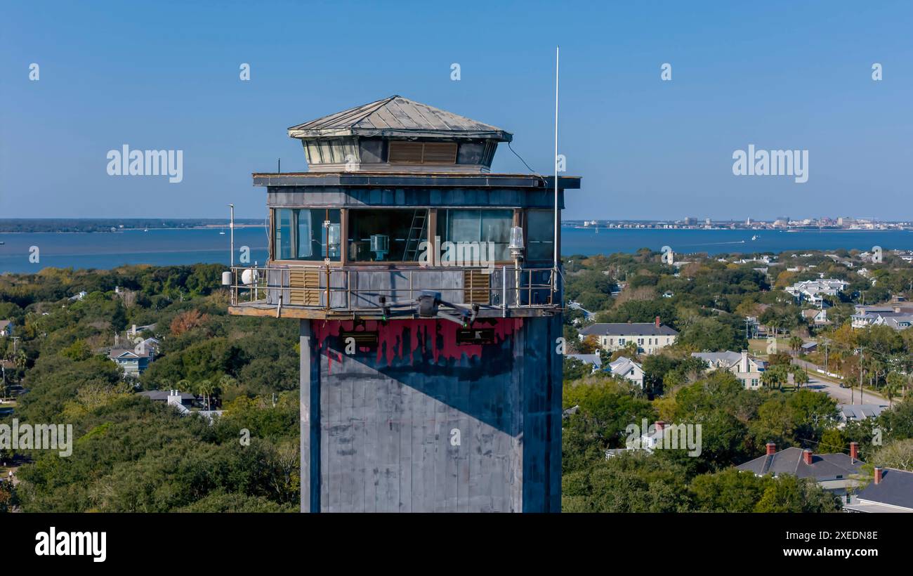 Aerial View of Charleston Lighthouse On Sullivans Island South Carolina ...