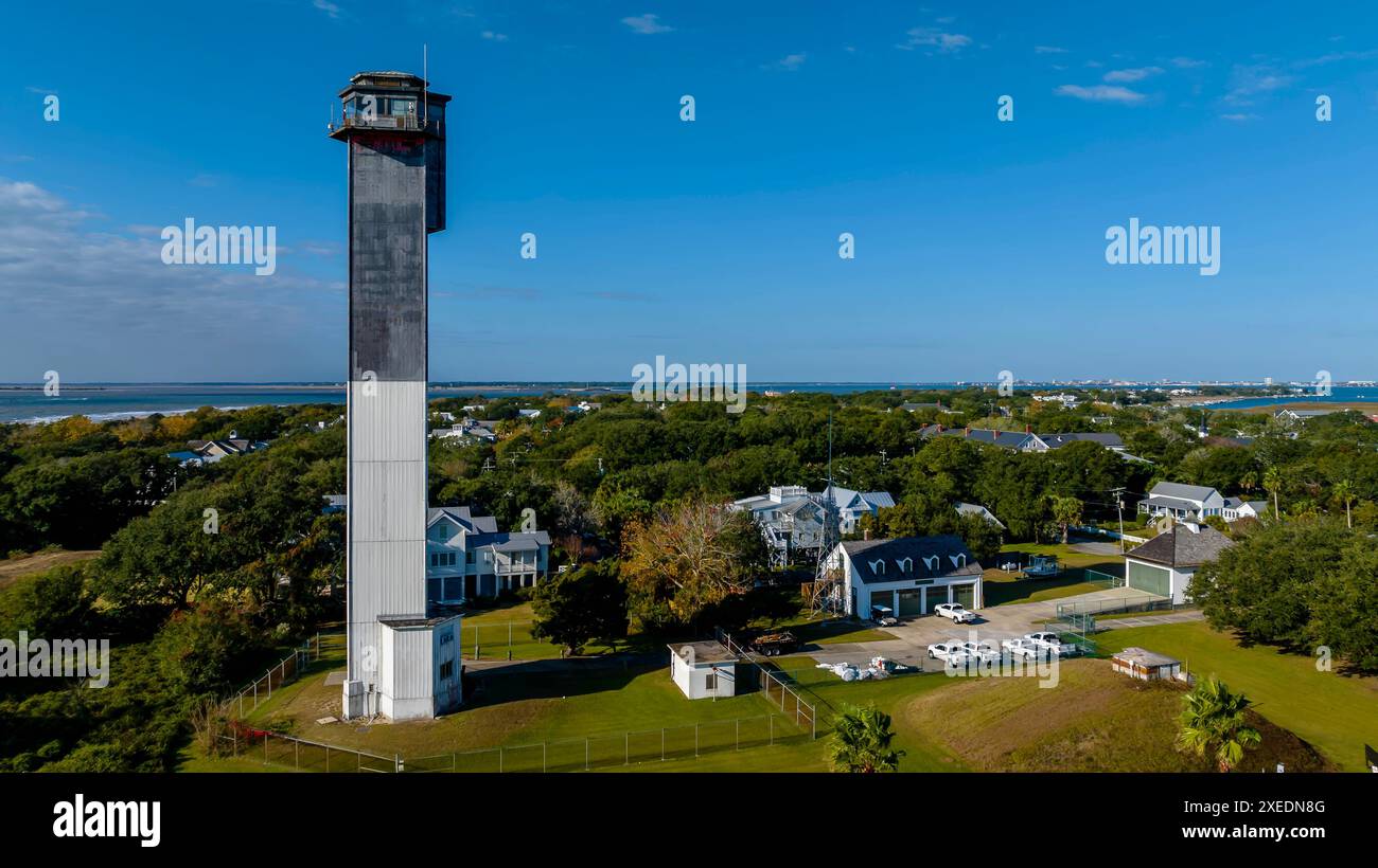 Aerial View of Charleston Lighthouse On Sullivans Island South Carolina ...