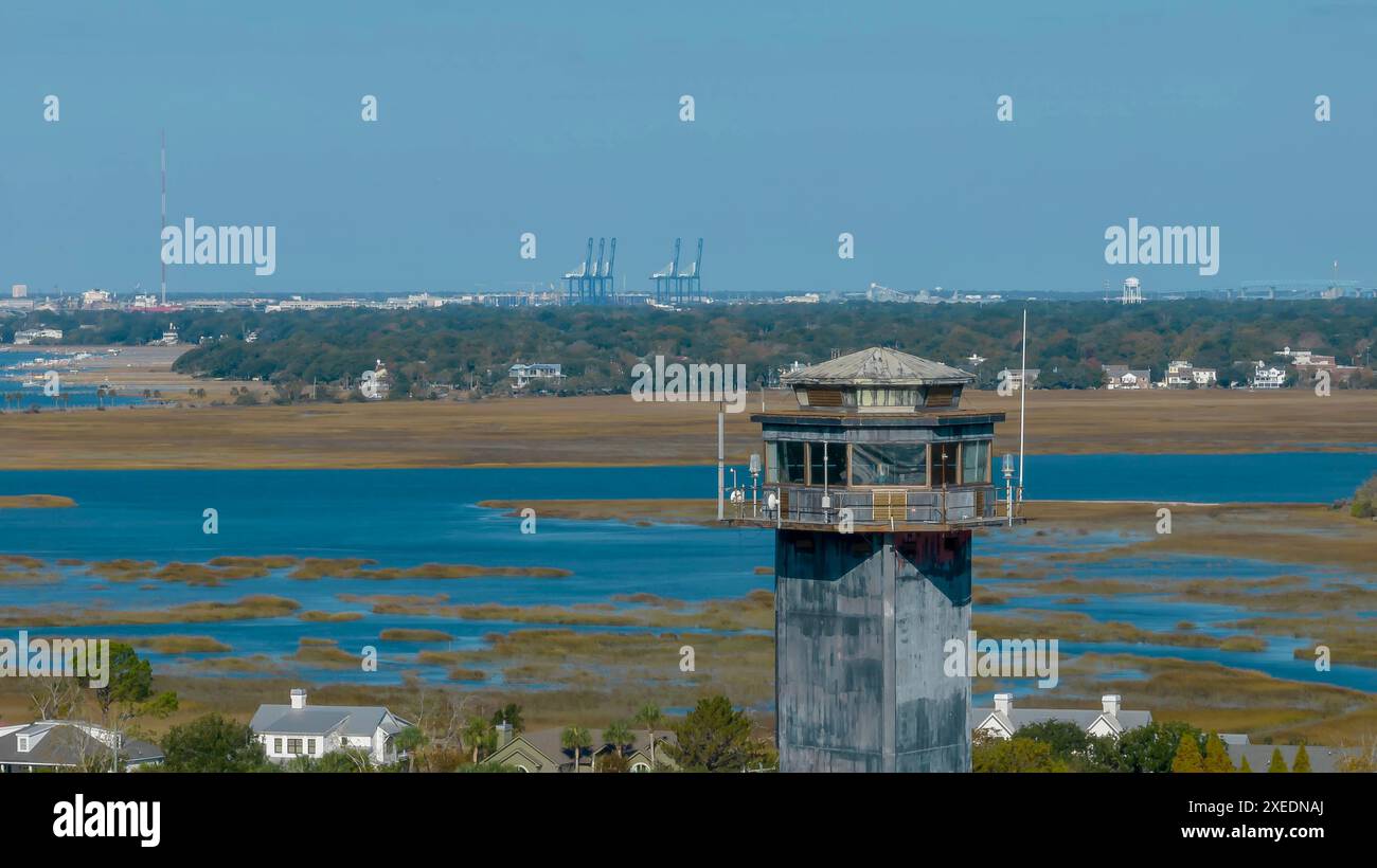 Aerial View of Charleston Lighthouse On Sullivans Island South Carolina ...