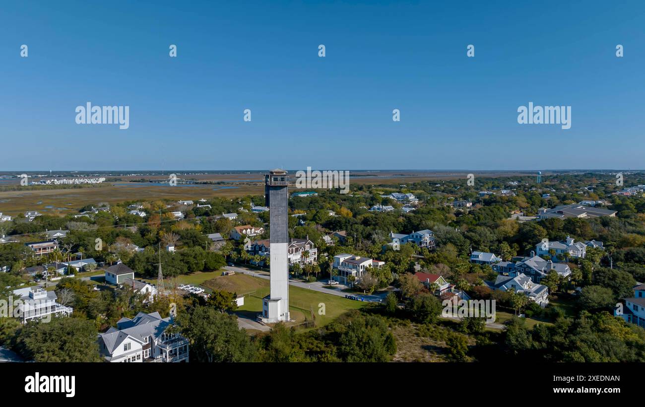 Aerial View of Charleston Lighthouse On Sullivans Island South Carolina ...