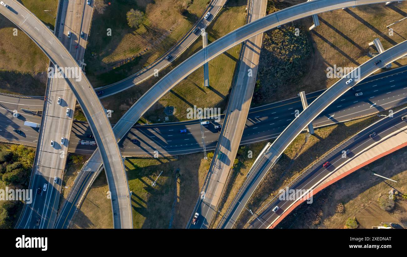 Aerial View Of Cars On A Major Highway During Rush Hour Traffic Stock ...