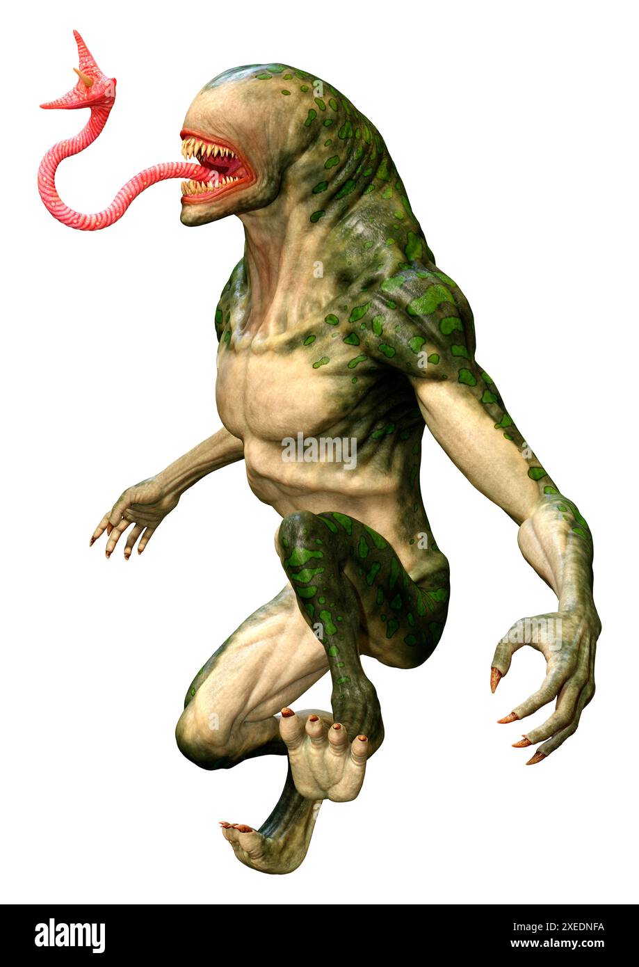 3D rendering of a green alien isolated on white background Stock Photo ...