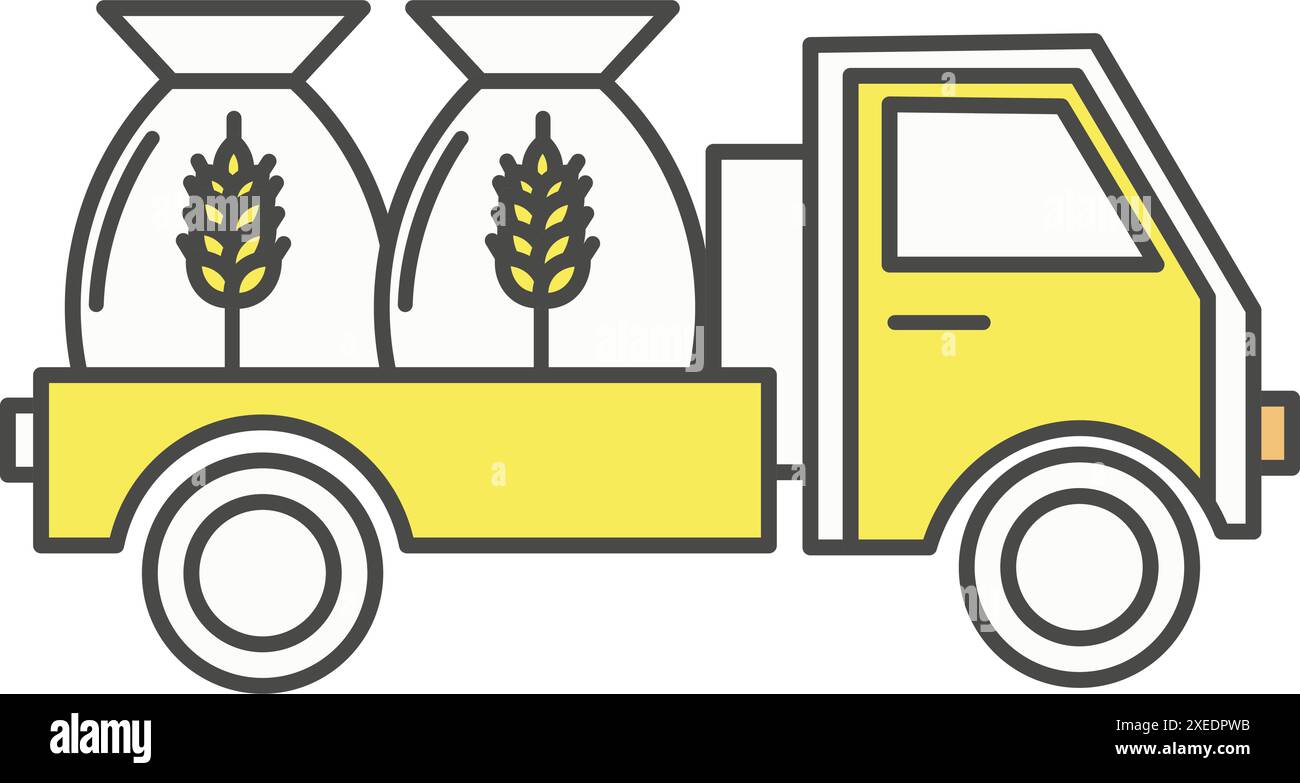 Transportation of wheat grain on delivery truck vector icon isolated on ...