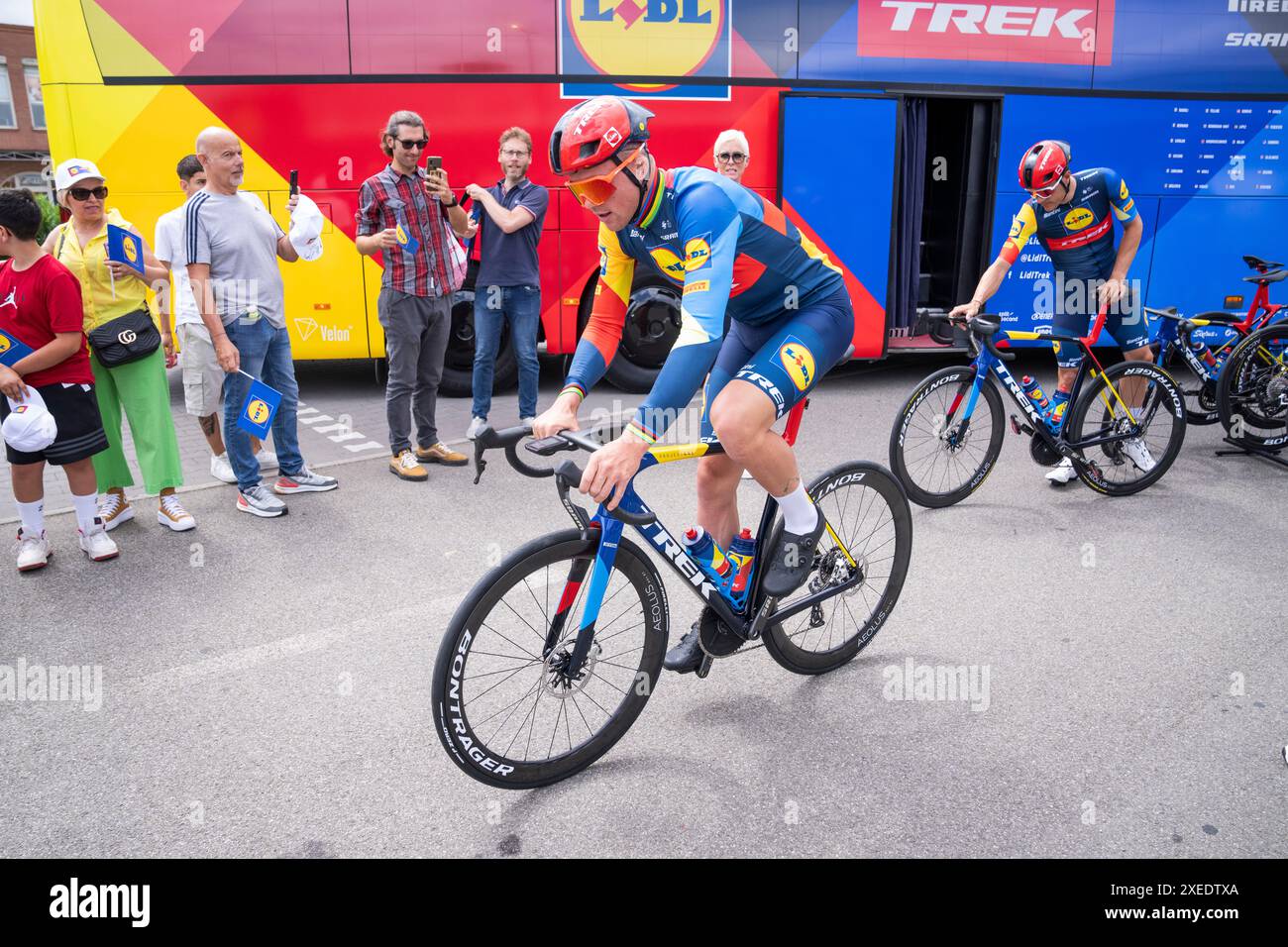 Florence, Denmark. 27th June, 2024. Lidl-Trek with Mads Pedersen and ...