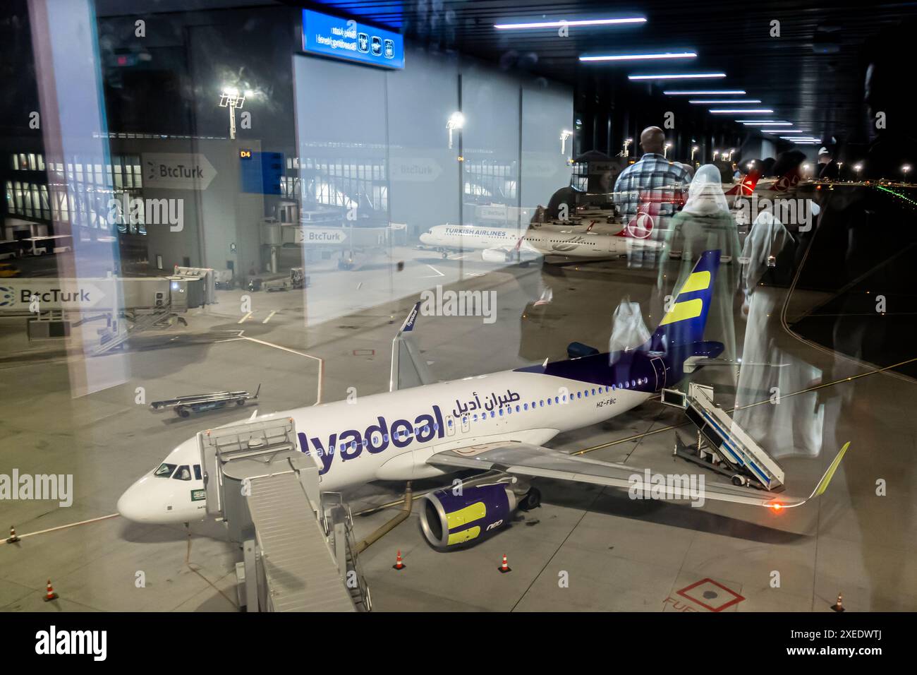 Airbus A320 operated by flyadeal budget airline on tarmac behind the ...