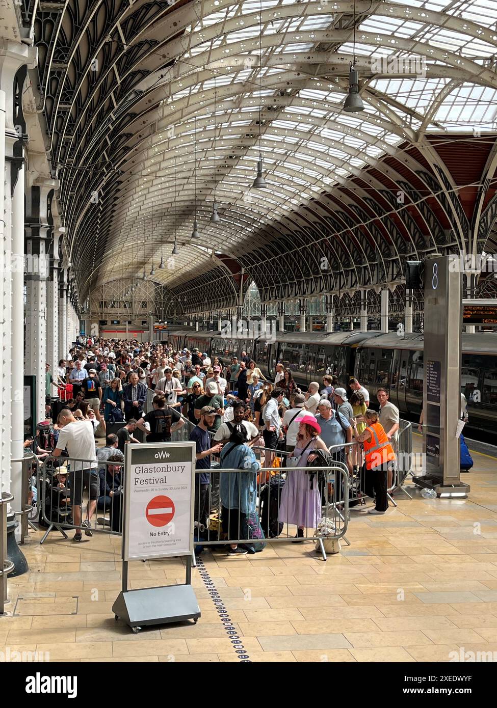 People queueing at Paddington Station in London, as festivalgoers ...