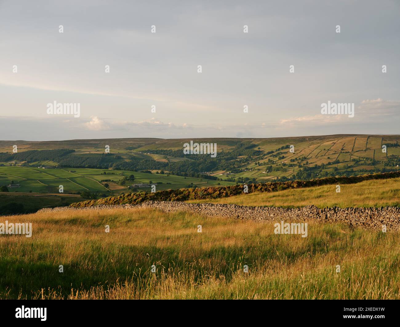 The evening rural farmland landscape view from Greenhow Hill in ...