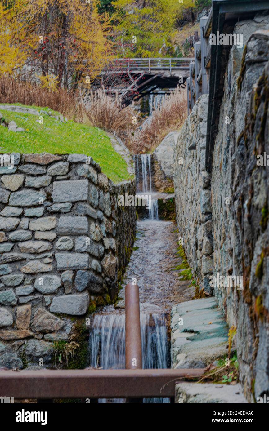 Water rushing down water chute in St Moritz, Switzerland Stock Photo ...