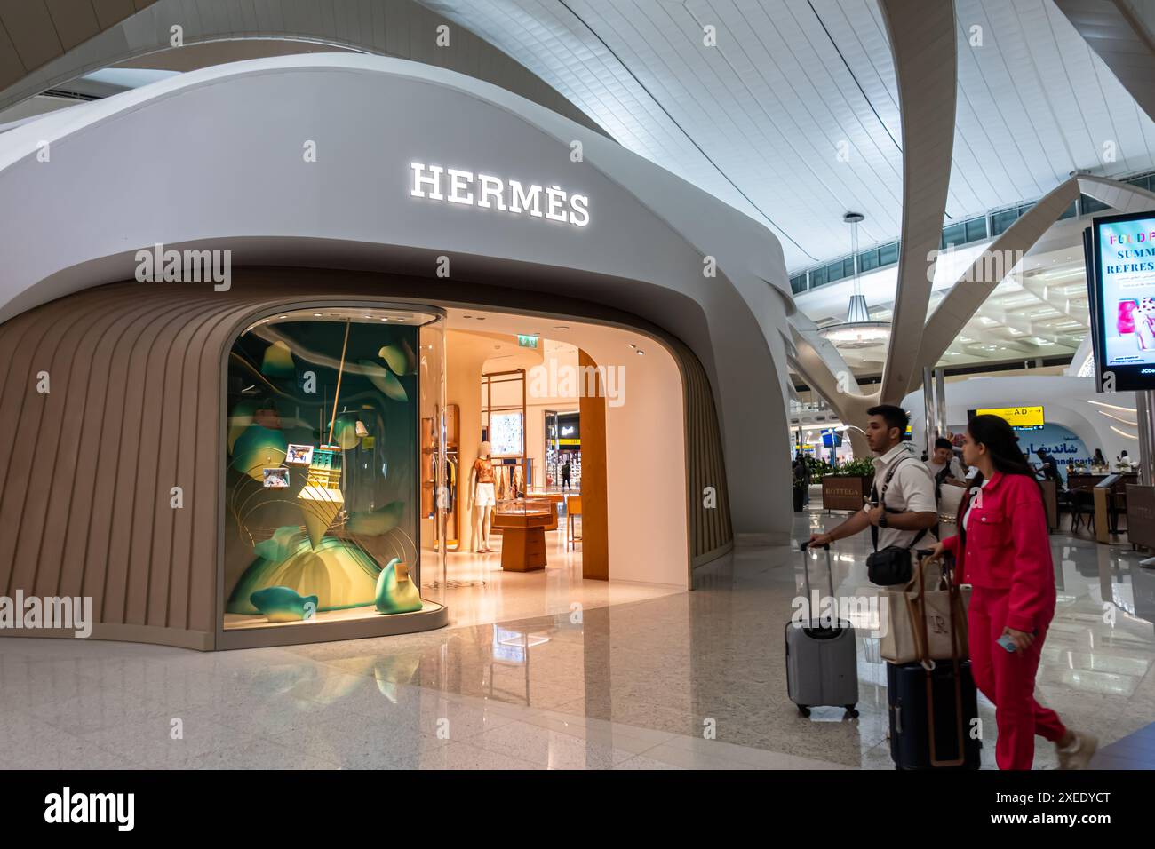 Hermès shop inside Zayed International Airport, Abu Dhabi, UAE, United ...