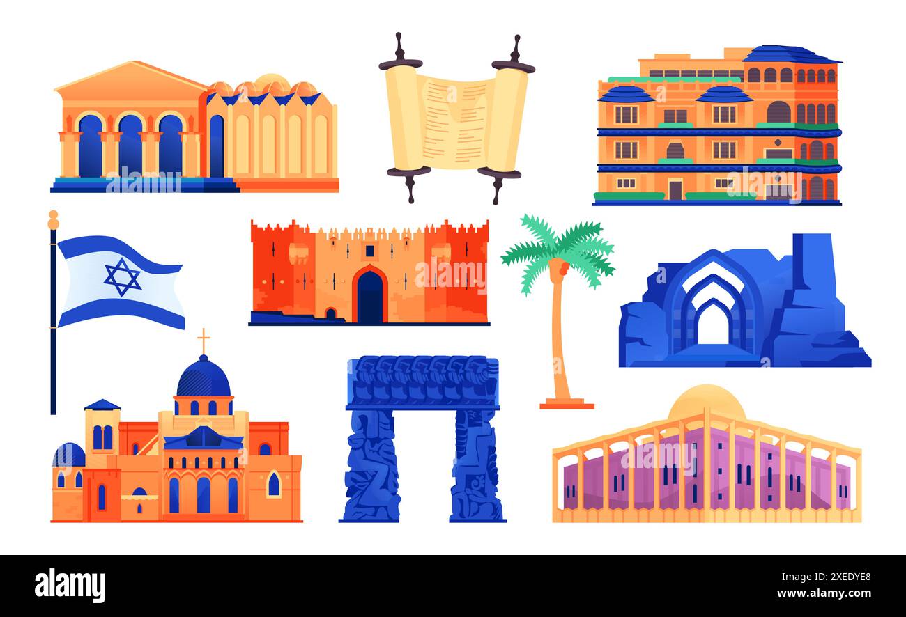 Landmarks Of Israel Flat Design Style Objects Set Stock Vector Image And Art Alamy